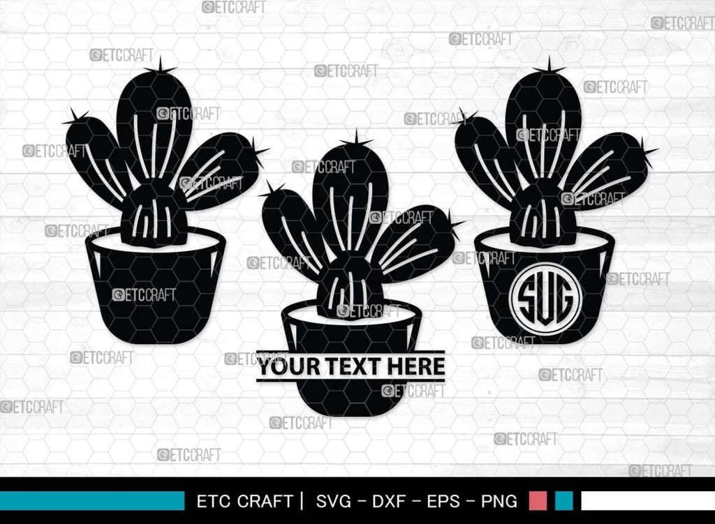 Cactus Monogram, Cactus Silhouette, Cactus SVG, Houseplant Svg, Succul ...