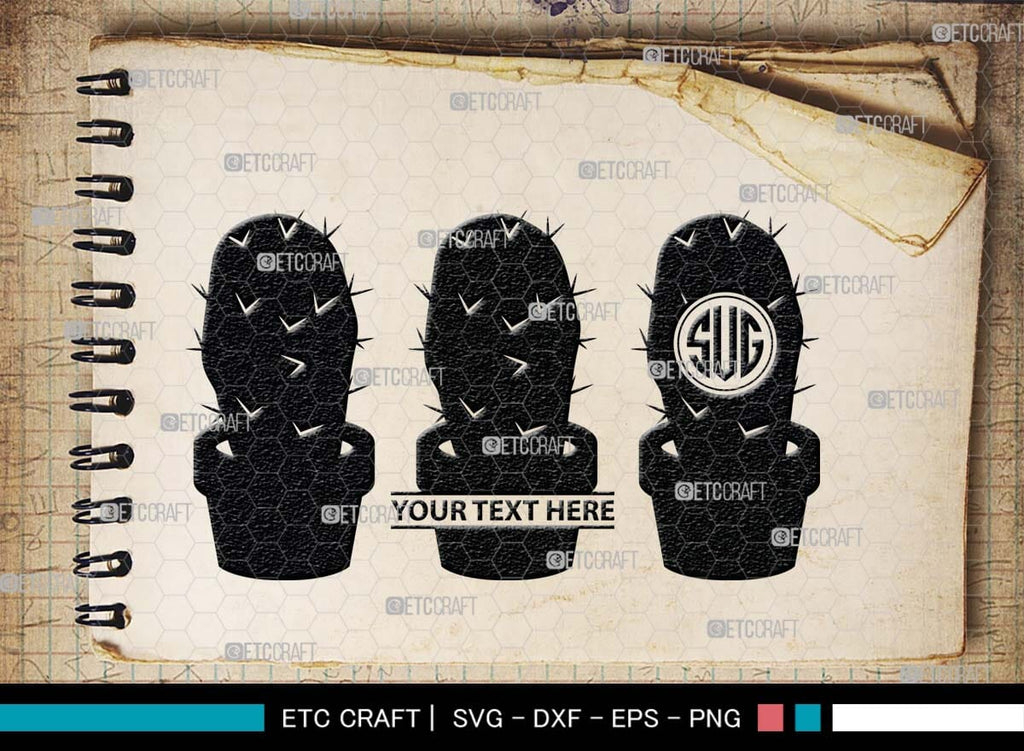 Cactus Monogram, Cactus Silhouette, Cactus SVG, Houseplant Svg ...