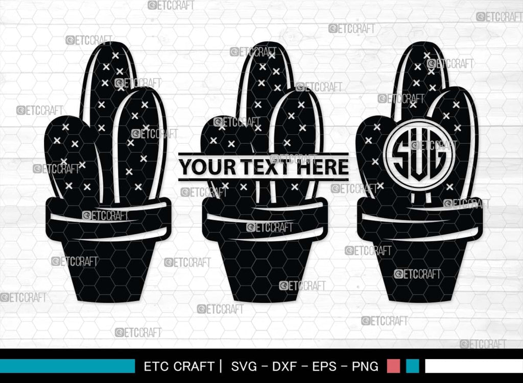 Cactus Monogram, Cactus Silhouette, Cactus SVG, Houseplant Svg ...