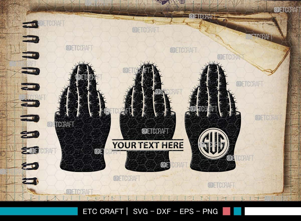 Cactus Monogram, Cactus Silhouette, Cactus SVG, Houseplant Svg ...