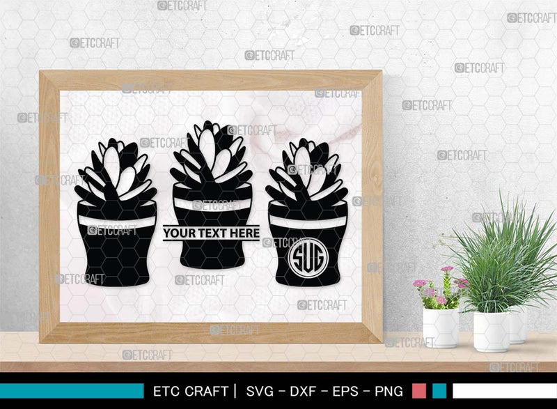 Cactus Monogram, Cactus Silhouette, Cactus SVG, Houseplant Svg ...