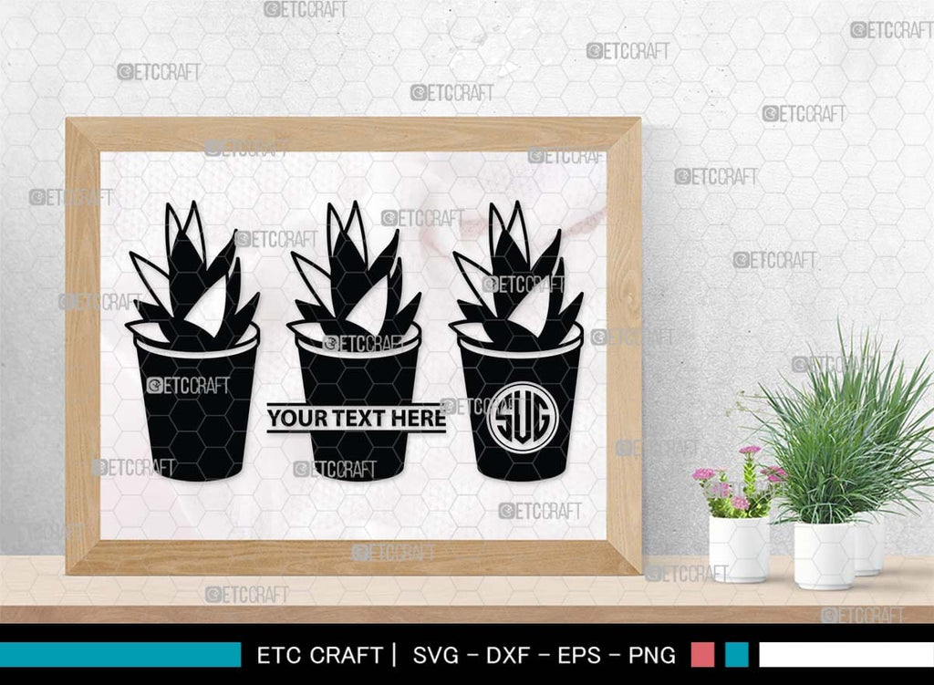 Cactus Monogram, Cactus Silhouette, Cactus SVG, Houseplant Svg ...