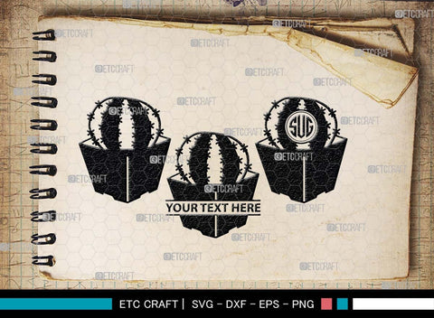 Cactus Monogram, Cactus Silhouette, Cactus SVG, Houseplant Svg ...