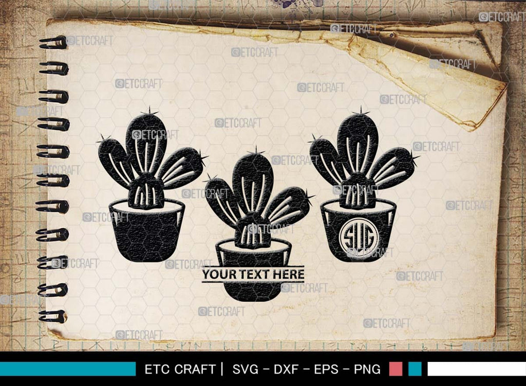 Cactus Monogram, Cactus Silhouette, Cactus SVG, Houseplant Svg, Succul ...