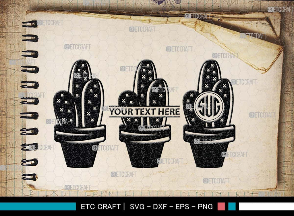 Cactus Monogram, Cactus Silhouette, Cactus SVG, Houseplant Svg ...