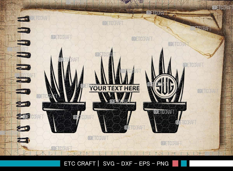 Cactus Monogram, Cactus Silhouette, Cactus SVG, Houseplant Svg ...