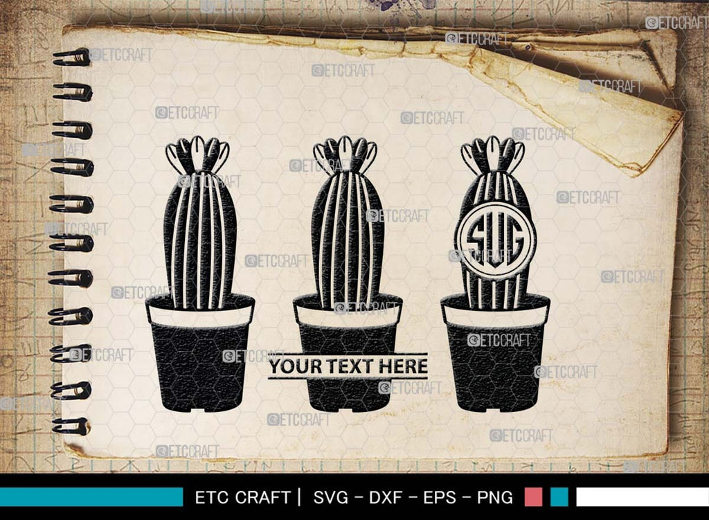 Cactus Monogram, Cactus Silhouette, Cactus SVG, Houseplant Svg, Succul ...