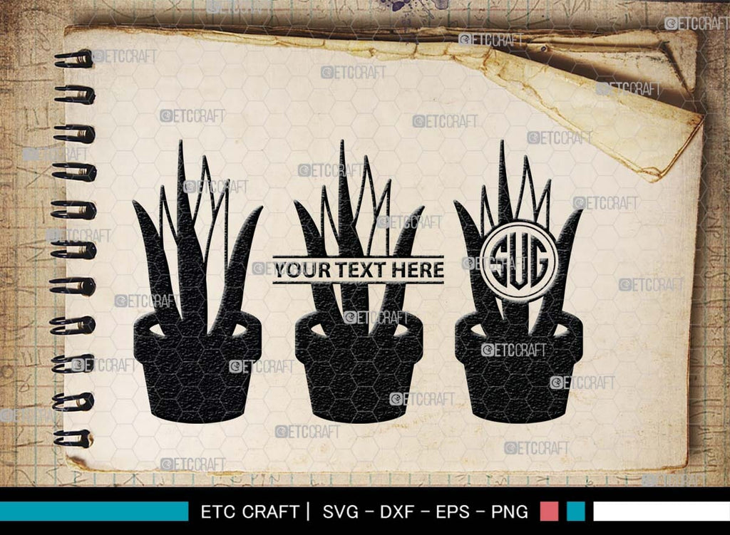 Cactus Monogram, Cactus Silhouette, Cactus SVG, Houseplant Svg ...