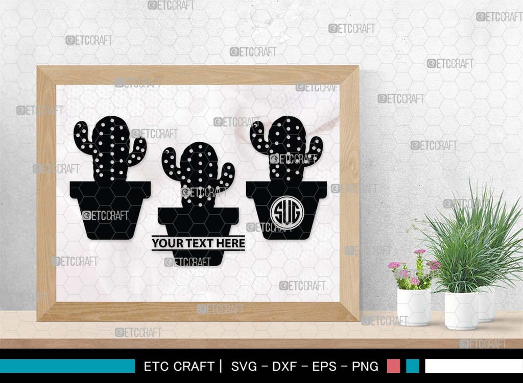 Cactus Monogram, Cactus Silhouette, Cactus SVG, Houseplant Svg ...