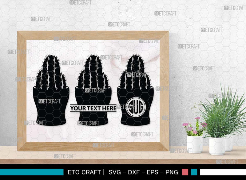 Cactus Monogram, Cactus Silhouette, Cactus SVG, Houseplant Svg ...