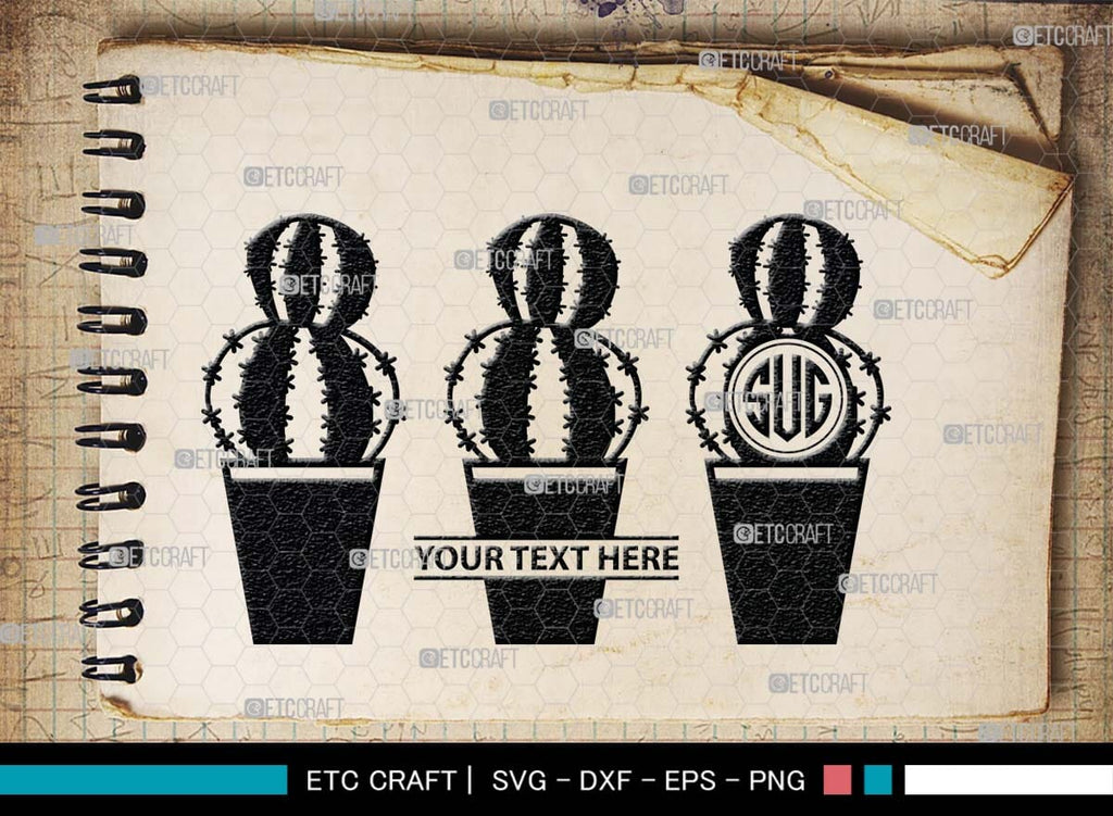 Cactus Monogram, Cactus Silhouette, Cactus SVG, Houseplant Svg ...