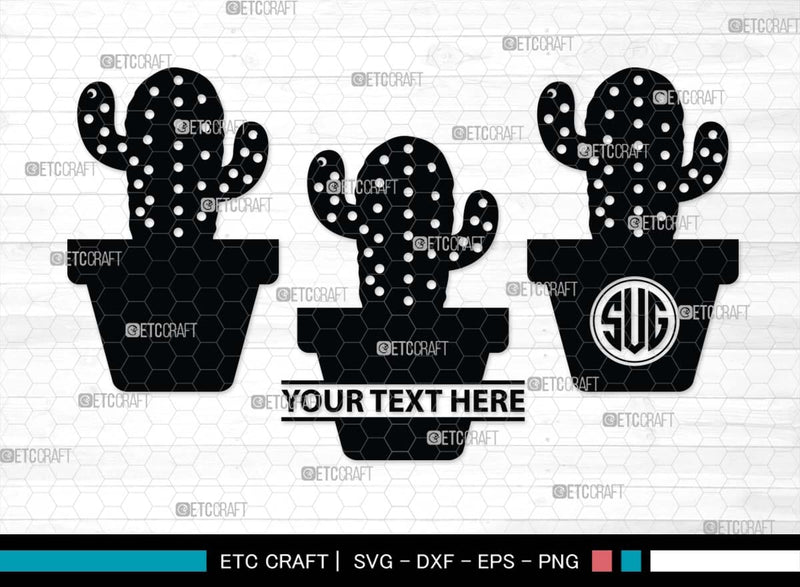 Cactus Monogram, Cactus Silhouette, Cactus SVG, Houseplant Svg ...