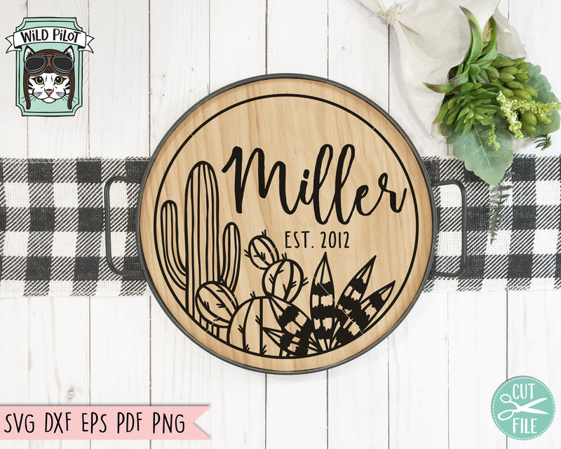 Cactus Monogram Frames SVG Cut File, Succulent SVG Cut File - So Fontsy