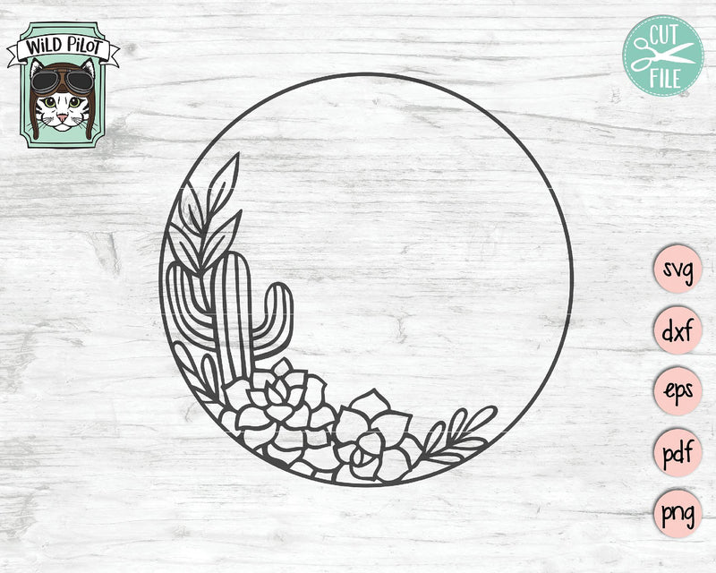 Cactus Monogram Frames SVG Cut File - So Fontsy