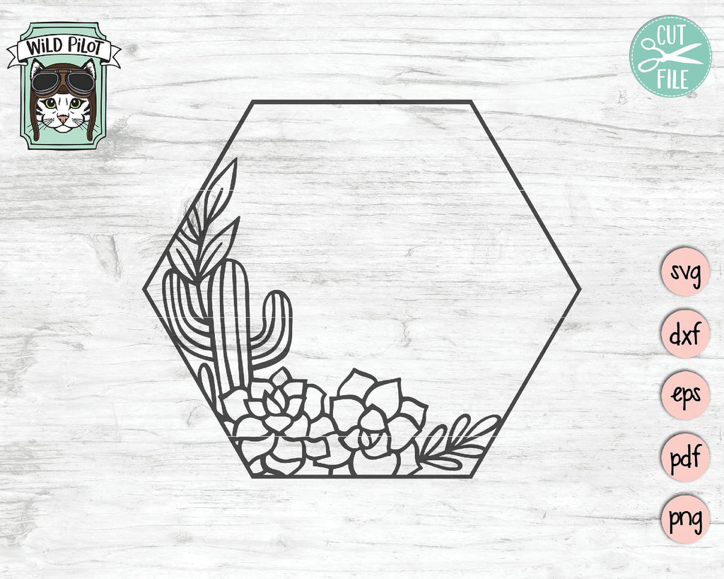 Cactus Monogram Frames SVG Cut File - So Fontsy