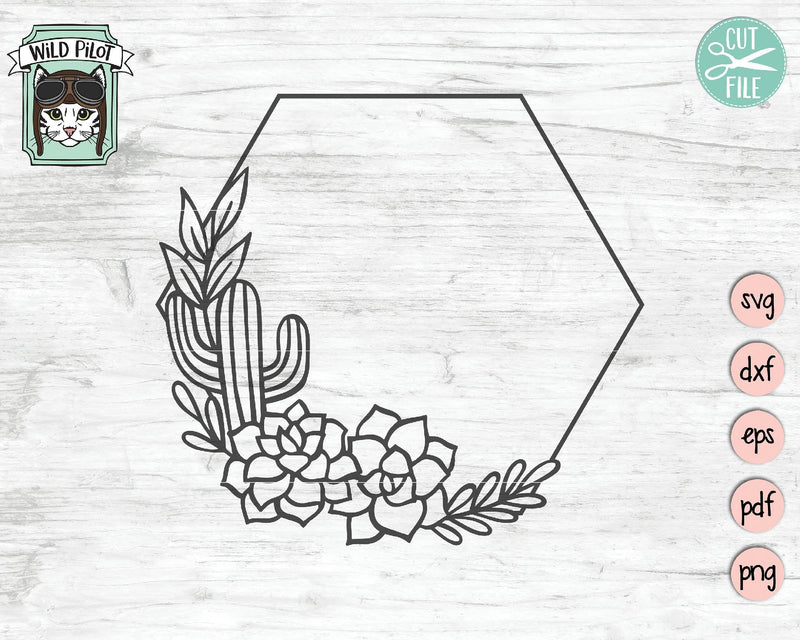 Cactus Monogram Frames SVG Cut File - So Fontsy