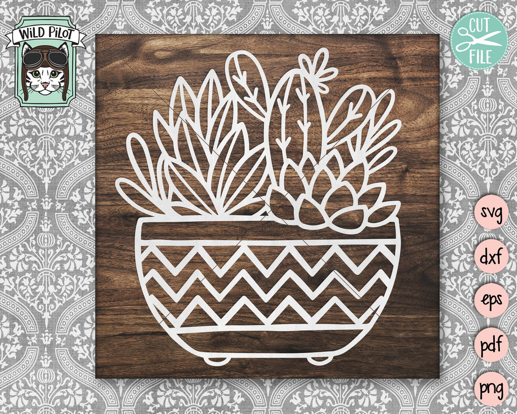 Cactus Succulent Planter SVG Cut File - So Fontsy