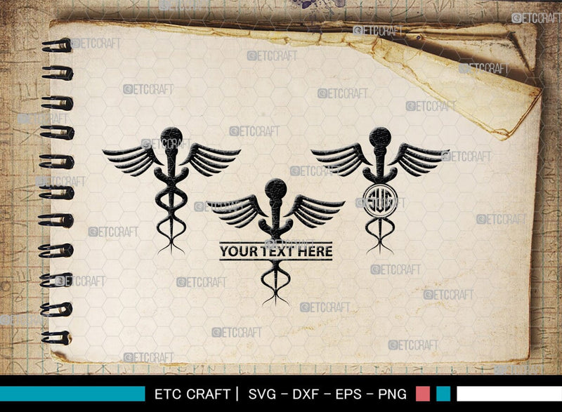 Caduceus Symbol Monogram, Caduceus Symbol Silhouette, Caduceus Symbol ...