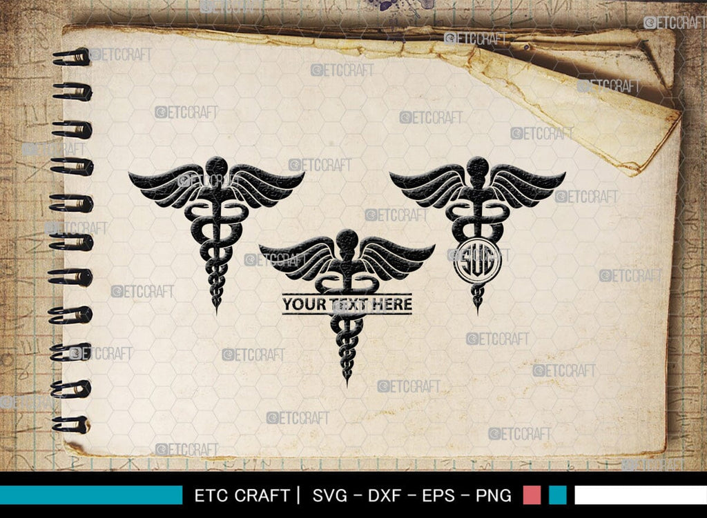 Caduceus Symbol Monogram, Caduceus Symbol Silhouette, Caduceus Symbol ...