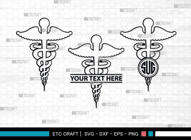 Caduceus Symbol Monogram, Caduceus Symbol Silhouette, Caduceus Symbol ...