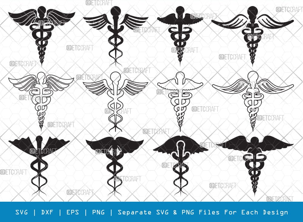 Caduceus Symbol Silhouette, Caduceus Symbol SVG, Caduceus Svg, Pharmacy ...