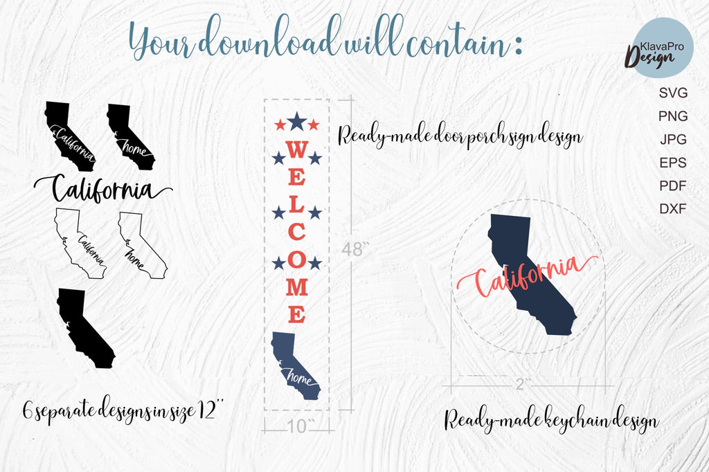 California State SVG. Keychain and Door Porch sign Templates - So Fontsy