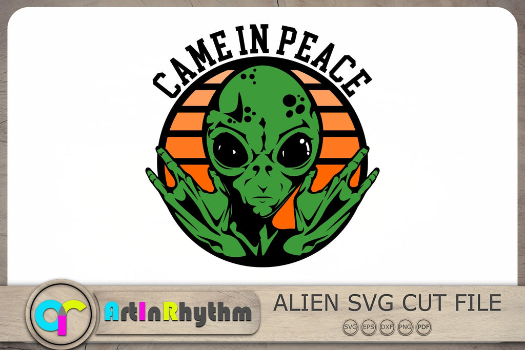 Alien SVG Design SVG EPS DXF PDF PNG Alien Shirt Design, Green Alien ...