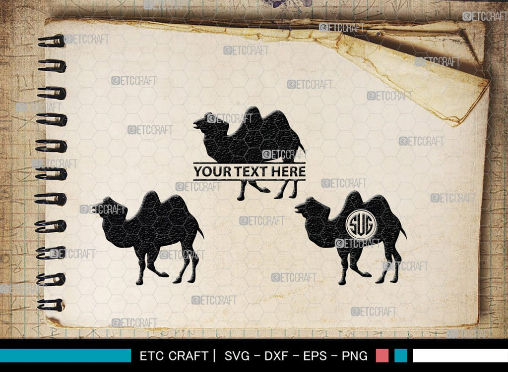 Camel Monogram, Camel Silhouette, Camel SVG, Desert Animal Svg, Black ...