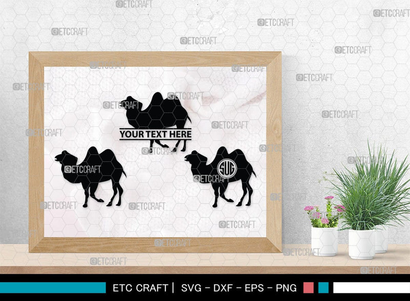 Camel Monogram, Camel Silhouette, Camel SVG, Desert Animal Svg, Black ...