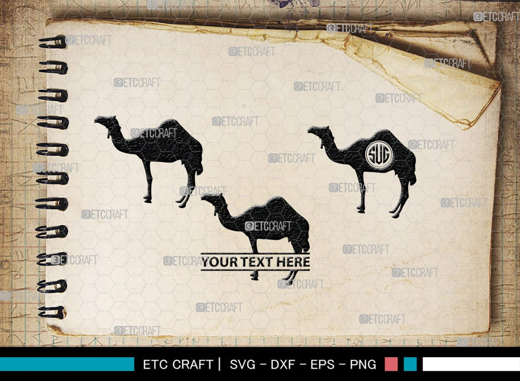 Camel Monogram, Camel Silhouette, Camel SVG, Desert Animal Svg, Black ...