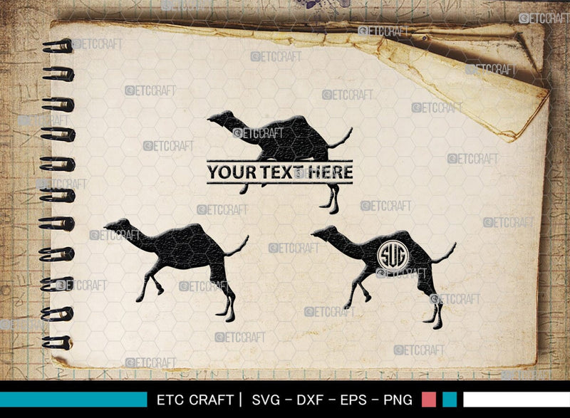 Camel Monogram, Camel Silhouette, Camel SVG, Desert Animal Svg, Black ...