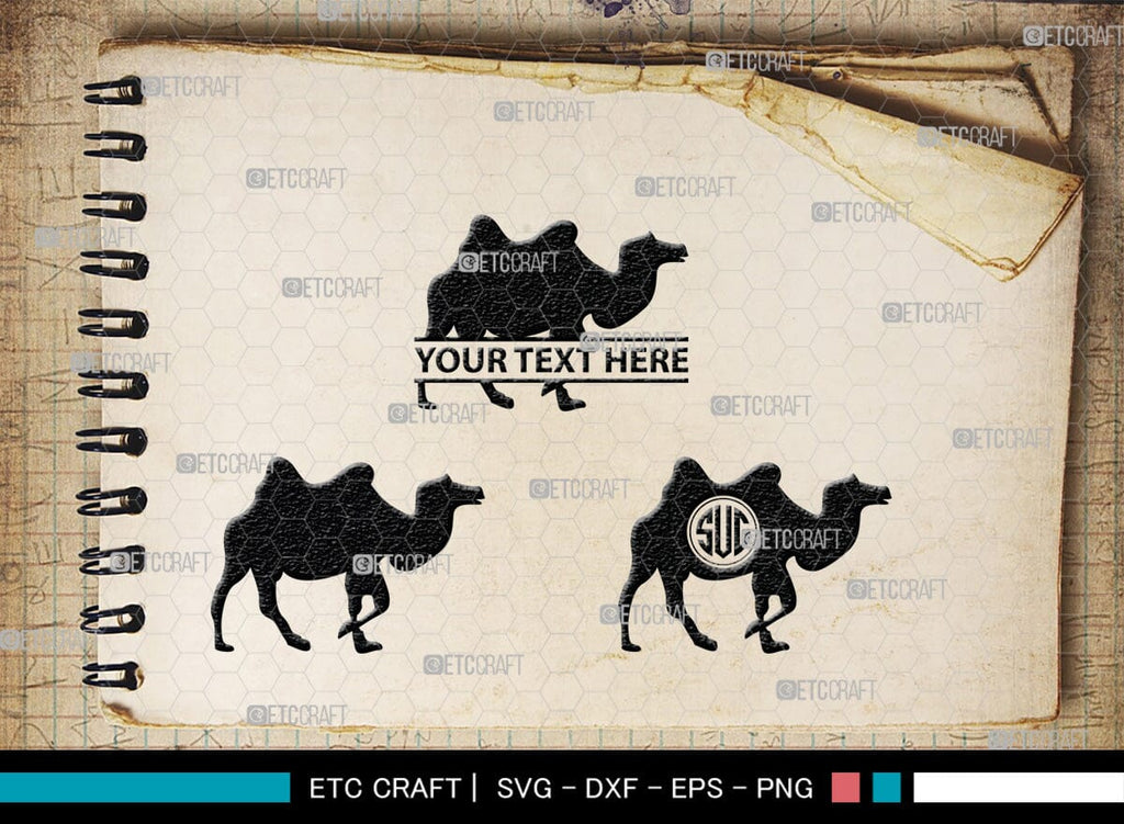 Camel Monogram, Camel Silhouette, Camel SVG, Desert Animal Svg, Black ...