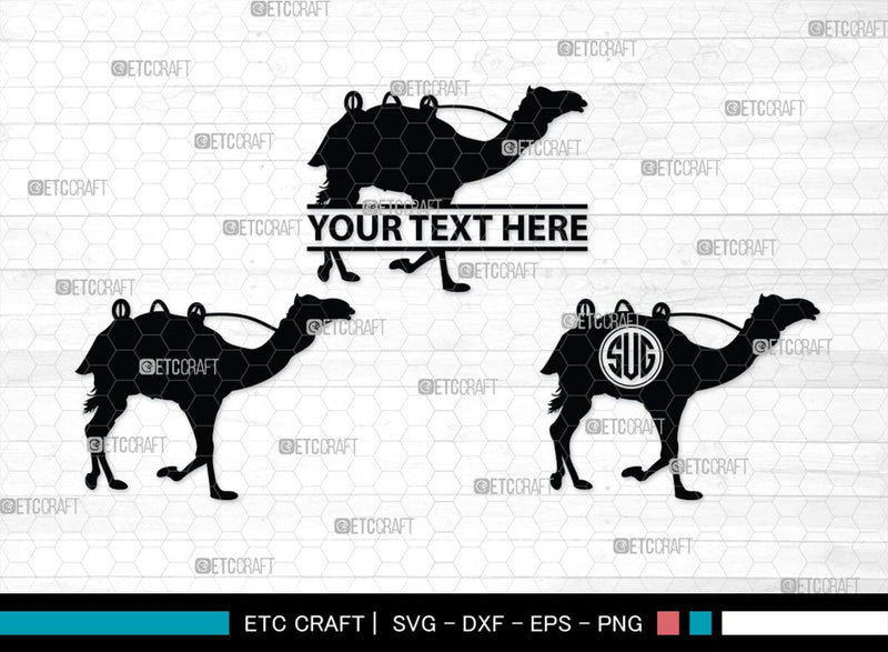 Camel Monogram, Camel Silhouette, Camel SVG, Desert Animal Svg, Black ...
