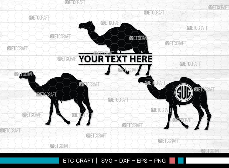 Camel Monogram, Camel Silhouette, Camel SVG, Desert Animal Svg, Black ...
