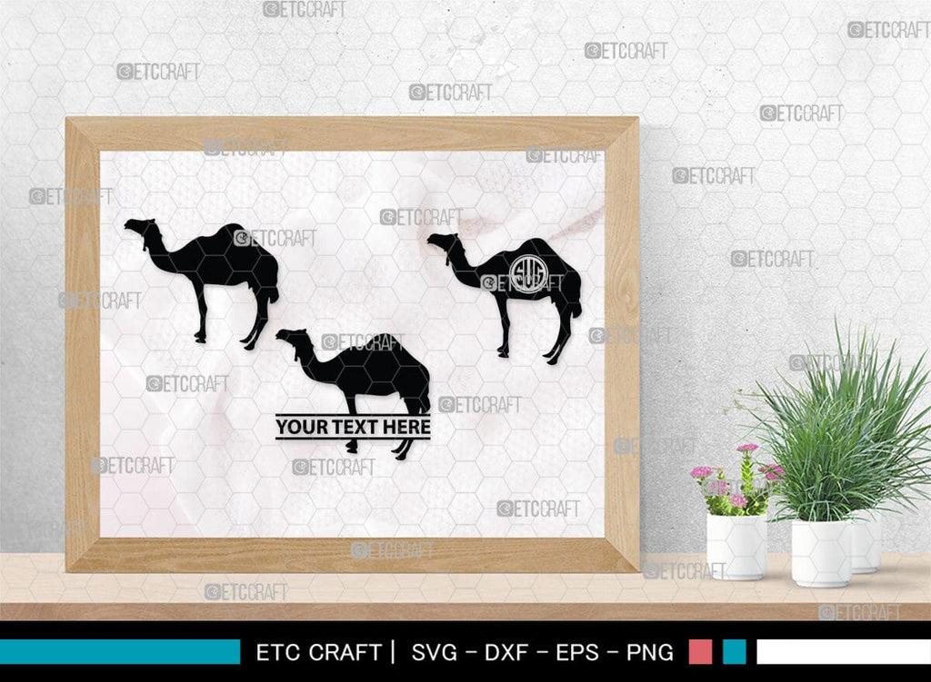 Camel Monogram, Camel Silhouette, Camel SVG, Desert Animal Svg, Black ...