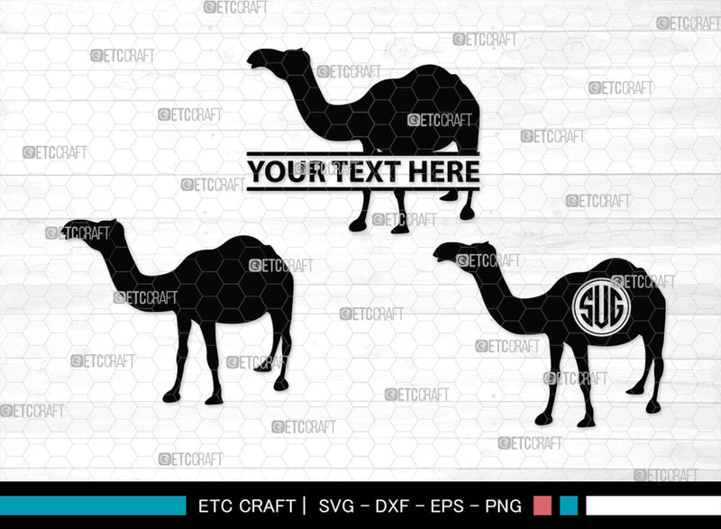 Camel Monogram, Camel Silhouette, Camel SVG, Desert Animal Svg, Black ...