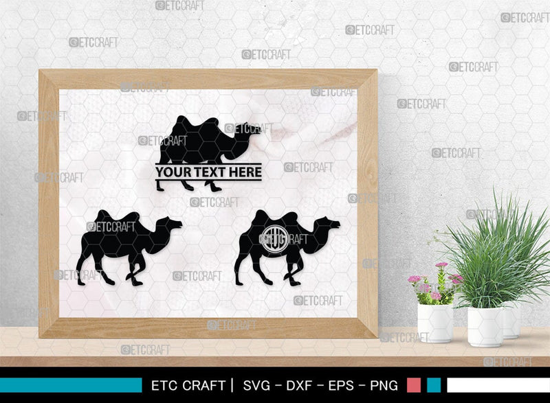 Camel Monogram, Camel Silhouette, Camel SVG, Desert Animal Svg, Black ...