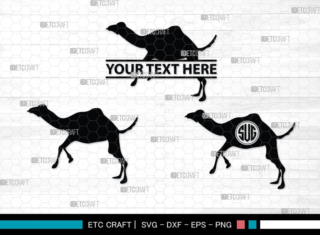 Camel Monogram, Camel Silhouette, Camel SVG, Desert Animal Svg, Black ...