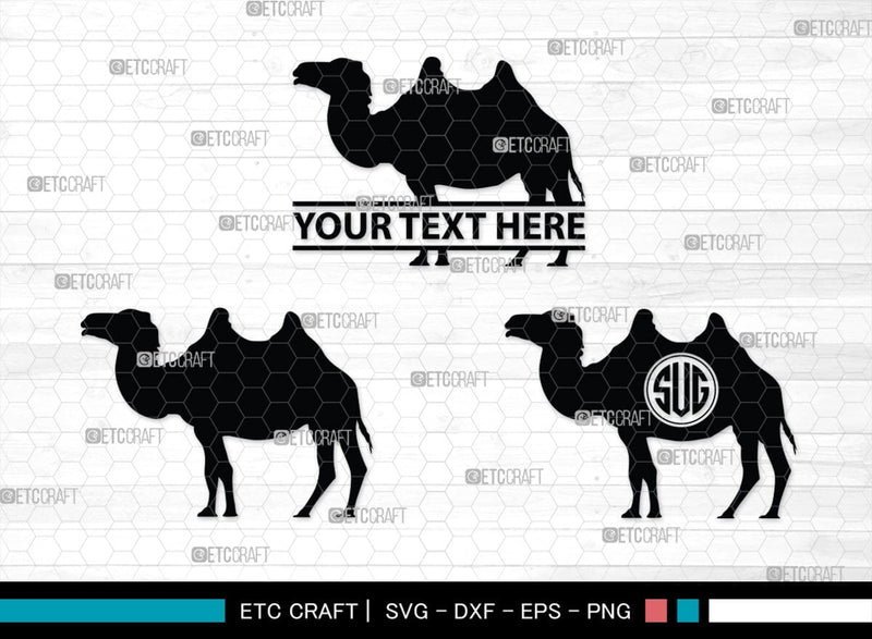 Camel Monogram, Camel Silhouette, Camel SVG, Desert Animal Svg, Black ...
