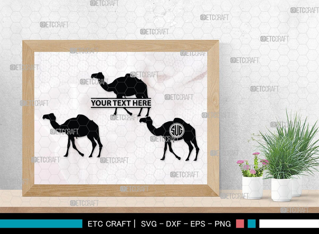 Camel Monogram, Camel Silhouette, Camel SVG, Desert Animal Svg, Black ...