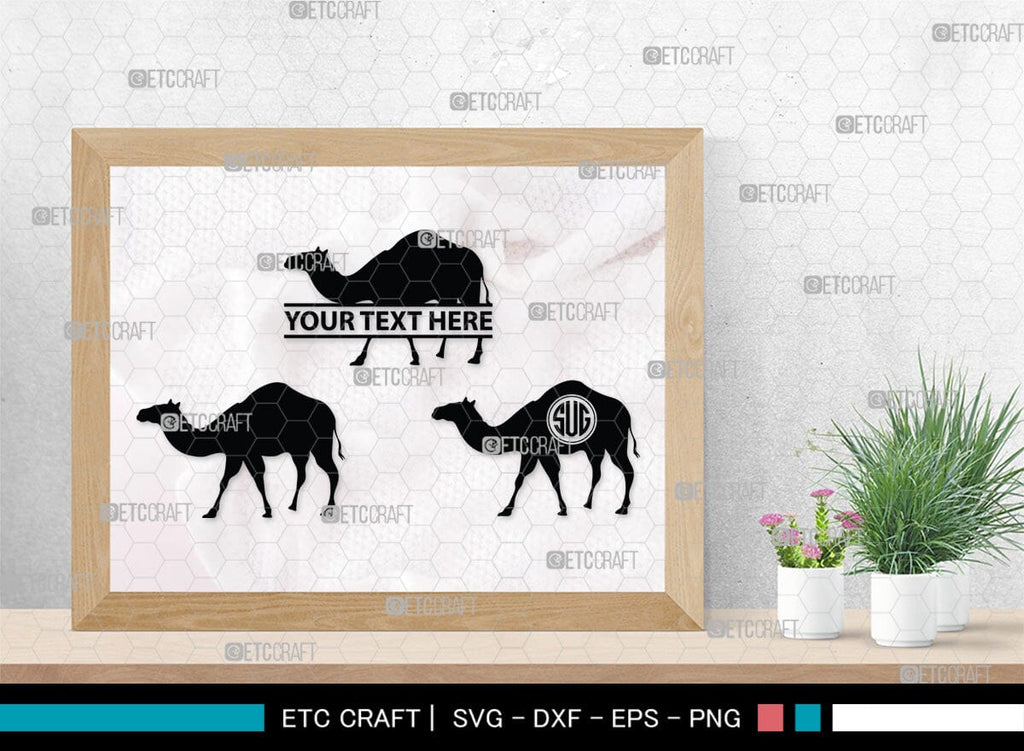 Camel Monogram, Camel Silhouette, Camel SVG, Desert Animal Svg, Black ...