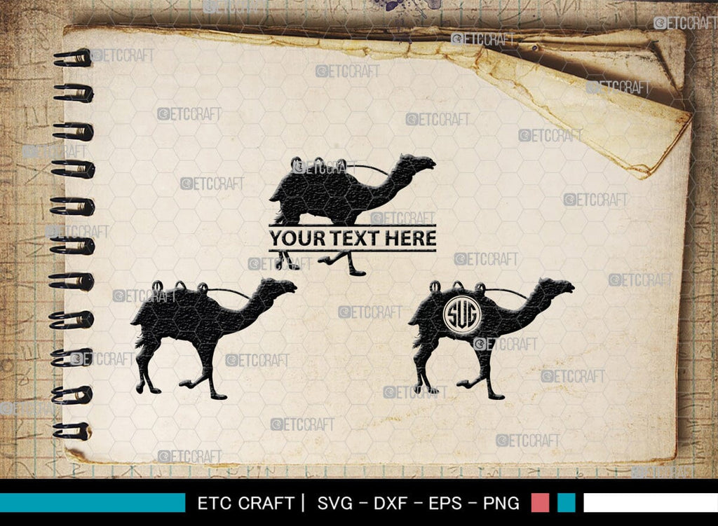 Camel Monogram, Camel Silhouette, Camel SVG, Desert Animal Svg, Black ...