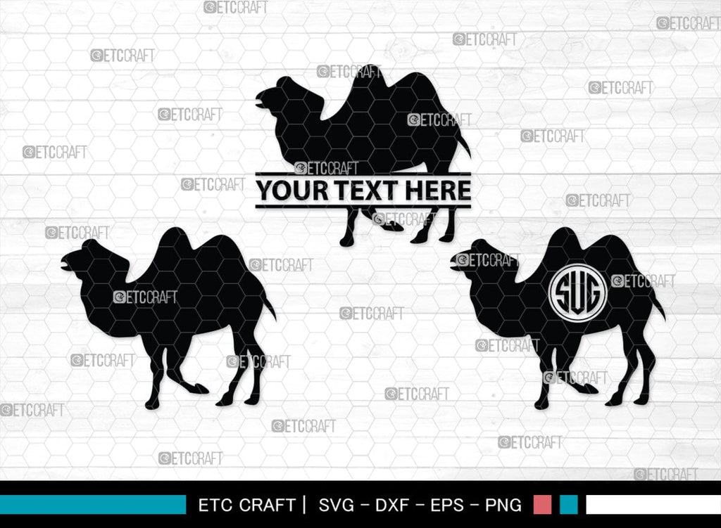 Camel Monogram, Camel Silhouette, Camel SVG, Desert Animal Svg, Black ...