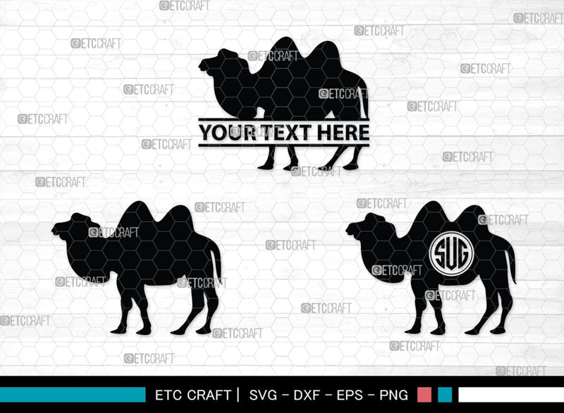 Camel Monogram, Camel Silhouette, Camel SVG, Desert Animal Svg, Black ...