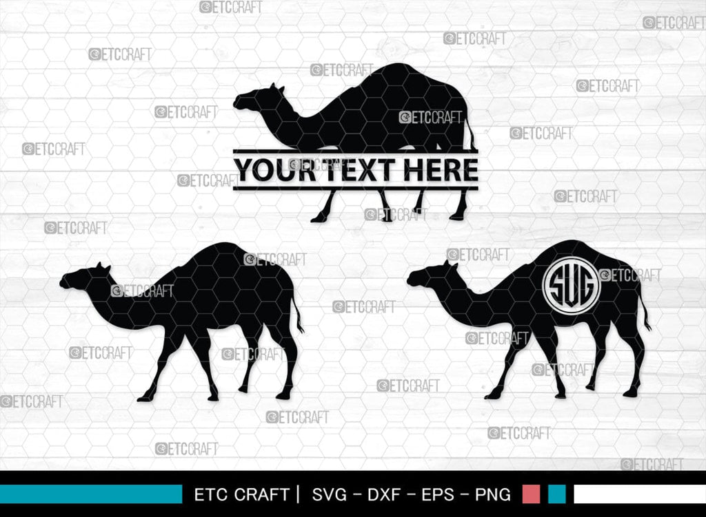 Camel Monogram, Camel Silhouette, Camel SVG, Desert Animal Svg, Black ...