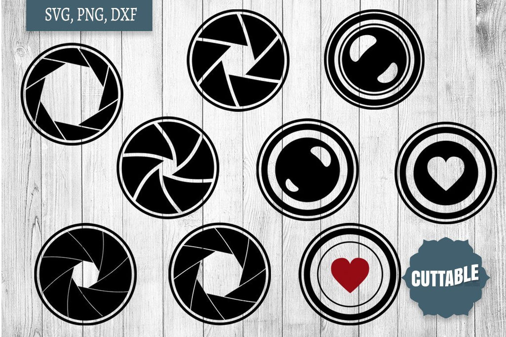 Camera Lens SVG, Camera Lenses cut files, Camera Lens SVG set - So Fontsy