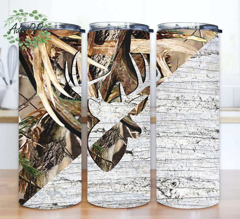 Camo Deer Stag Rustic Hunting Hunter 20oz Skinny Tumbler Png, Camo ...
