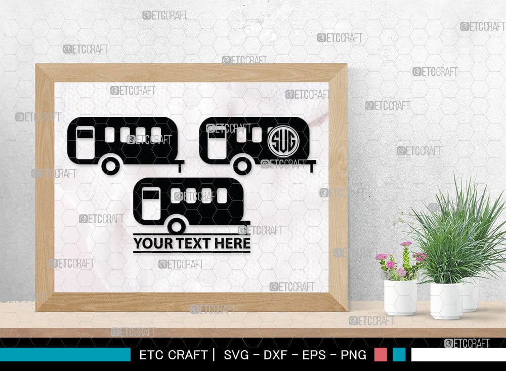 Camper Van Monogram, Camper Van Silhouette, Camper Van SVG, Travel Van ...
