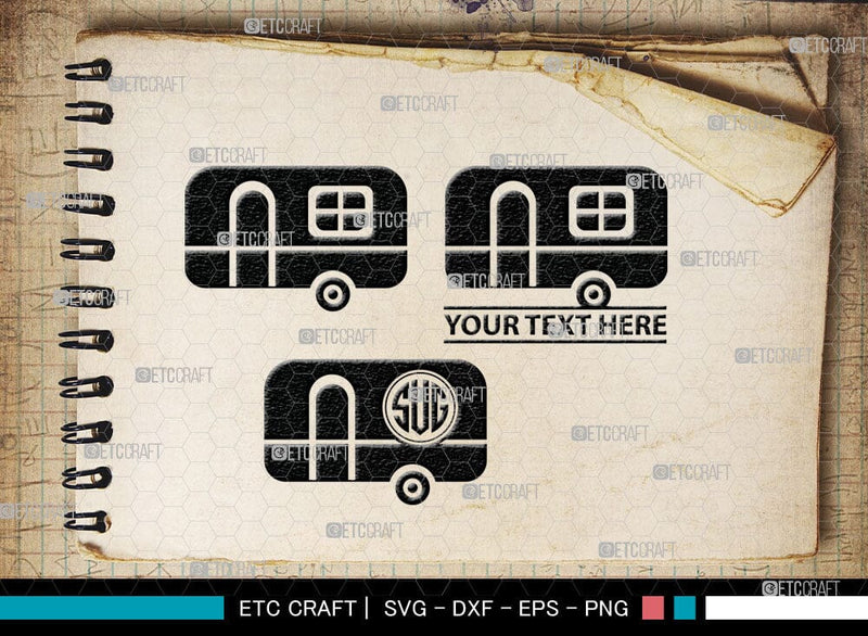 Camper Van Monogram, Camper Van Silhouette, Camper Van SVG, Travel Van ...