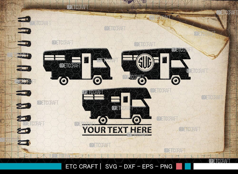 Camper Van Monogram, Camper Van Silhouette, Camper Van SVG, Travel Van ...
